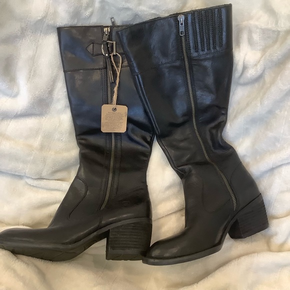 Born | Shoes | Born New F7383 Fannar Tall Black Leather Side Zip Riding ...